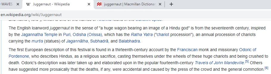 From Jagannath to Juggernaut – PEBBLES AND WAVES
